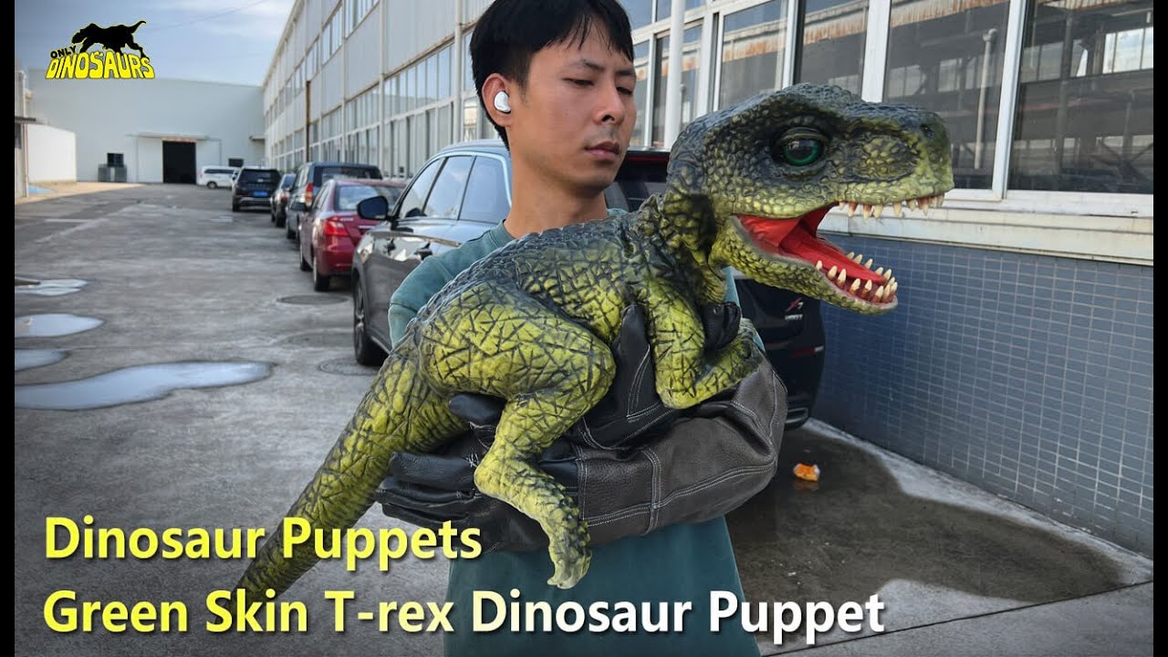 Green Skin T-rex Dinosaur Puppet | Dinosaur puppets - YouTube