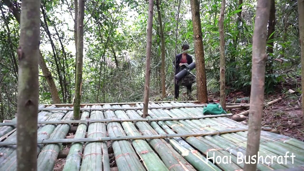Full Video - Solo Bushcraft Camp ,Build Bamboo House in Forest ...