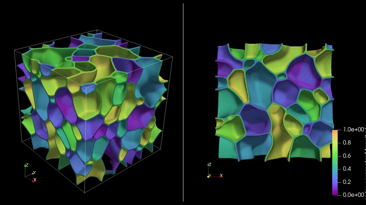 Phase field simulation of grain growth in polycrystal - YouTube
