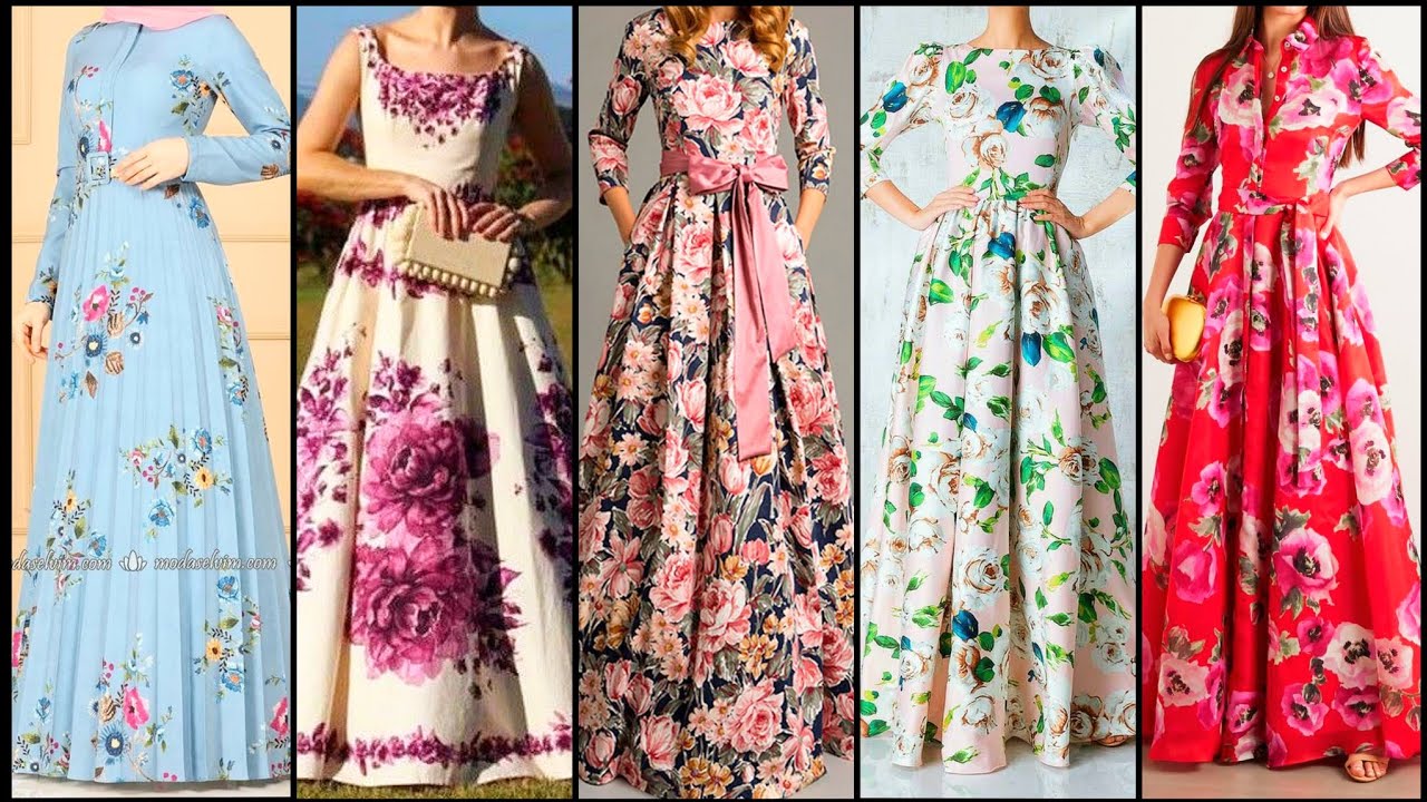 Floral print maxi dresses I| flower design long maxi for girls ...