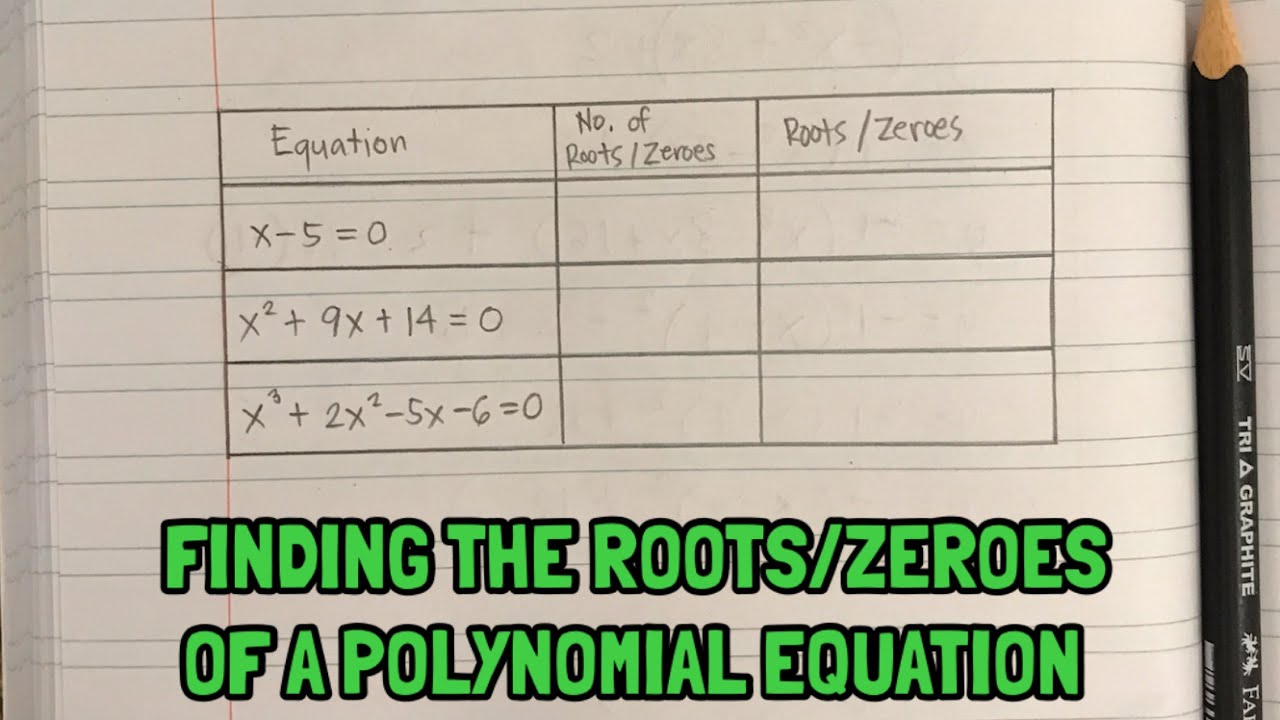 FINDING THE ROOTS/ZEROES OF A POLYNOMIAL EQUATION - YouTube