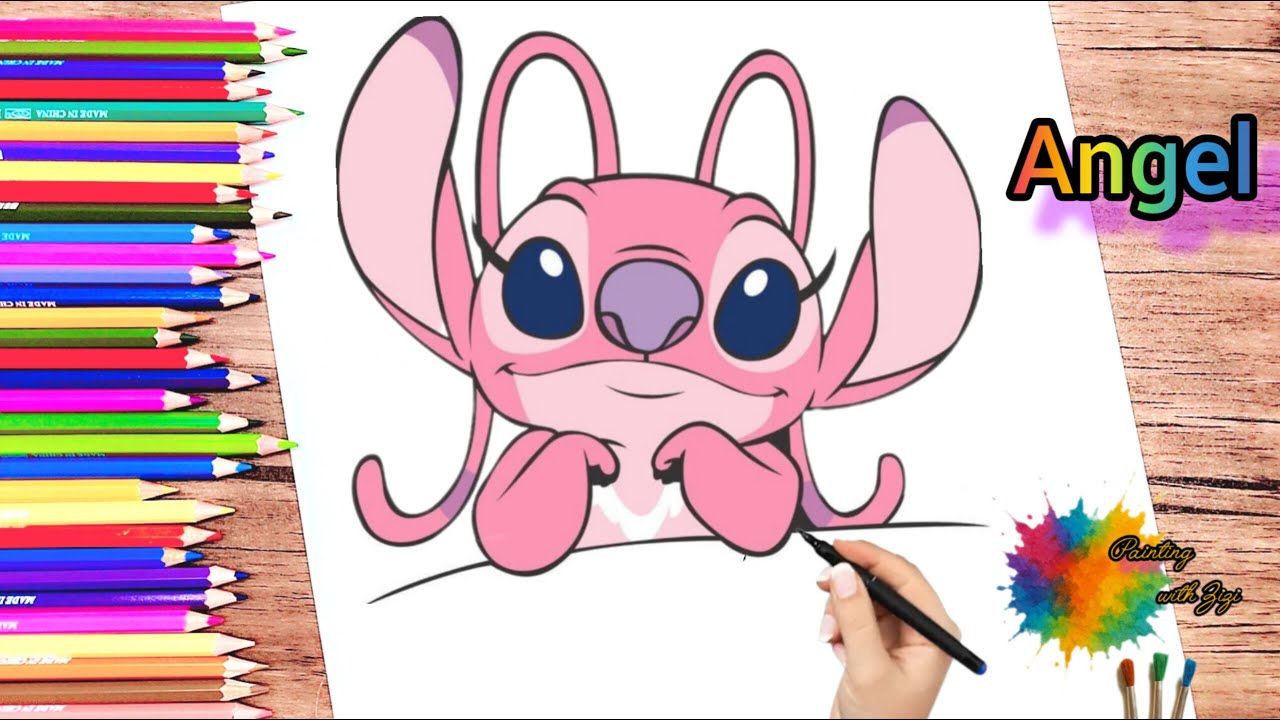 How to draw acute ANGEL and STITCH |drawing a Angel de Lilo y Stitch ...