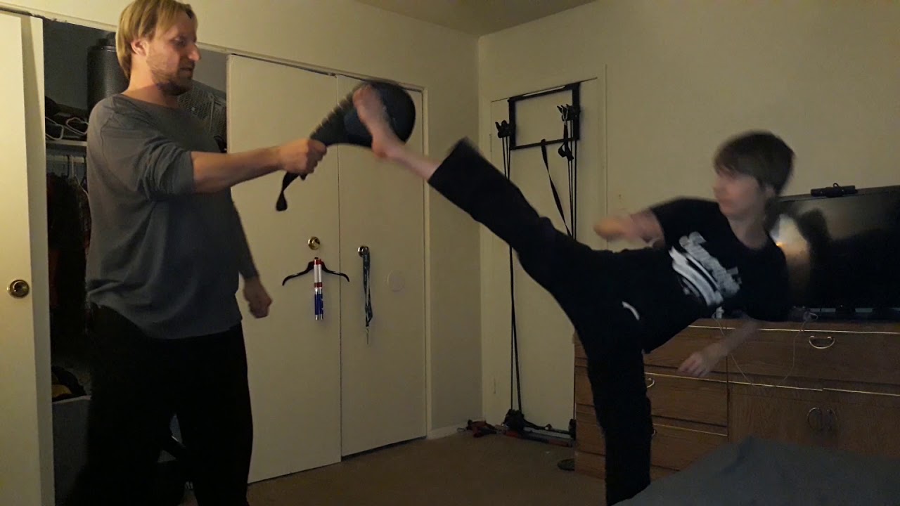Kyle's hook kick challenge day1 - YouTube