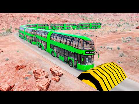 40 Longest Double Decker Bus Train Vs Speed Bump | BeamNG Drive
