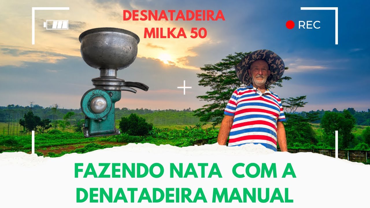 Fazendo creme de leite fresco (nata) com Desnatadeira Manual Milka 50 ...