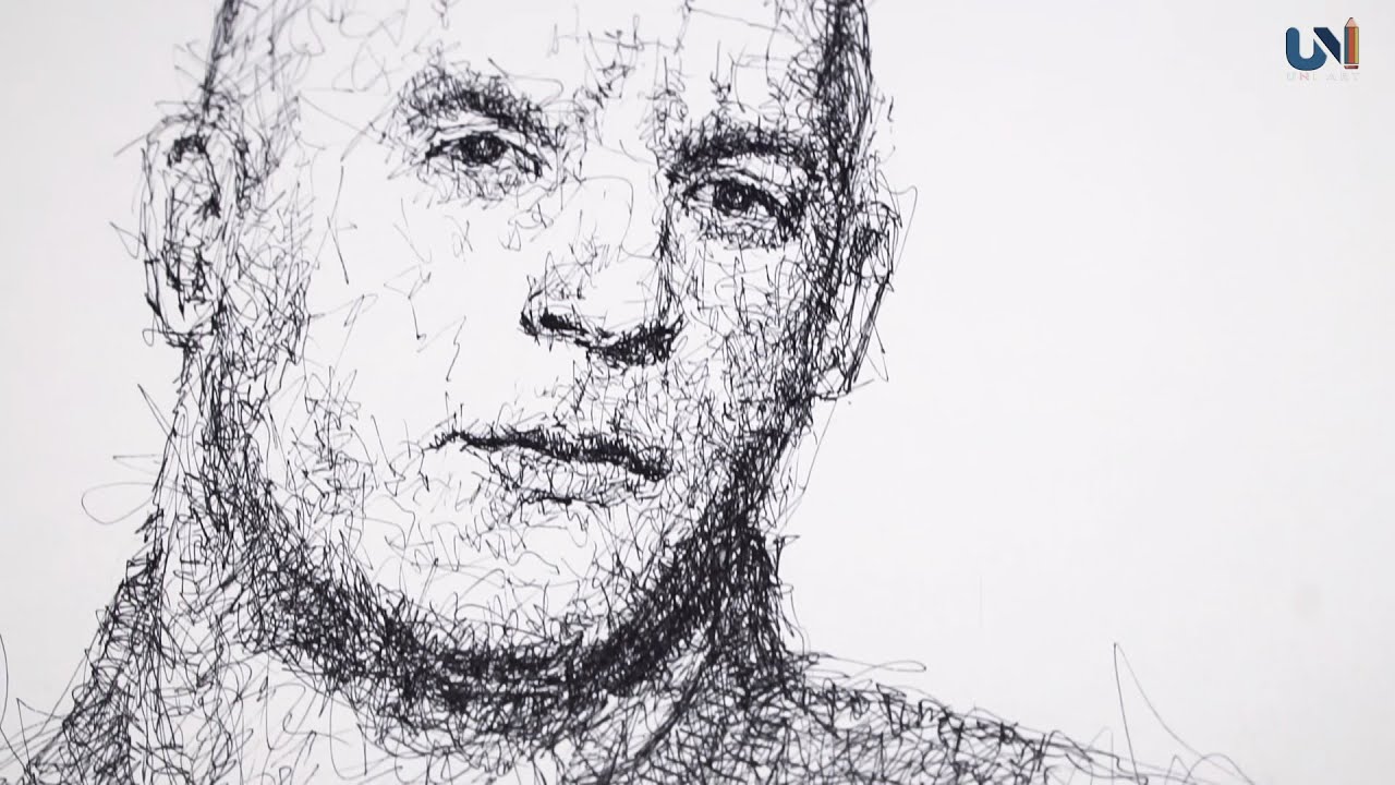 How to draw Vin Diesel FAST AND FURIOUS 9 with Scribbled lines (Step by ...