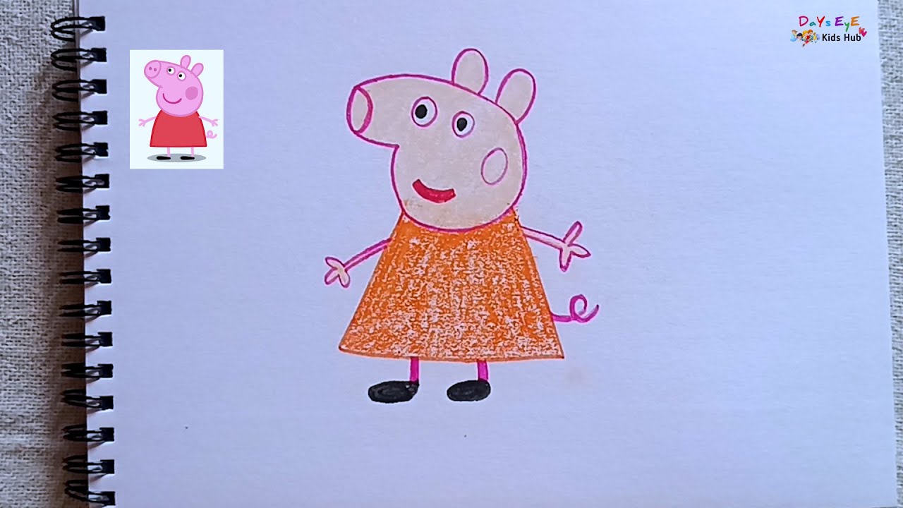 How to draw a Cute Peppa Pig in easy way step by step drawing for ...
