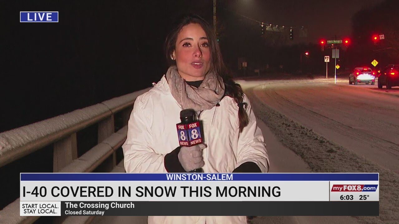Interstate 40 in Winston-Salem covered in snow after winter storm - YouTube