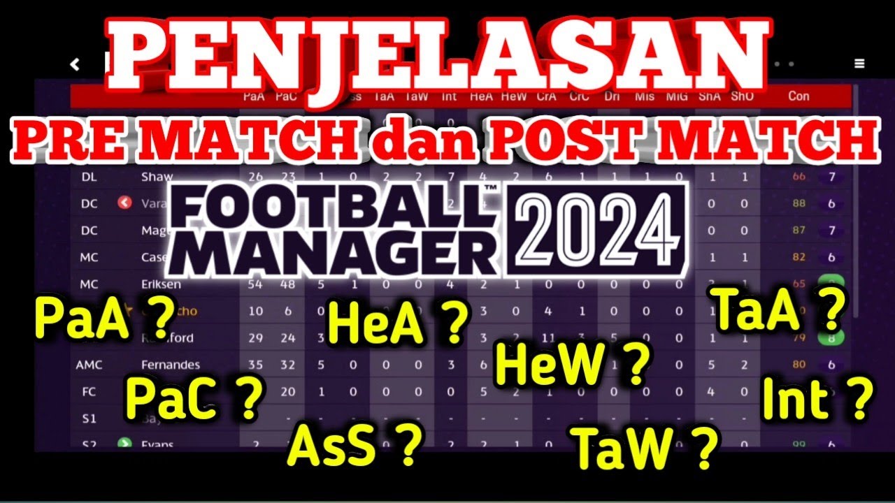Penjelasan PRE MATCH dan POST MATCH REPORT di FM 24 Mobile. Tutorial FM ...