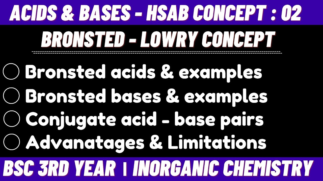 Bronsted Lowry concept | Acid & Bases : HSAB concept - Bsc 3rd year ...