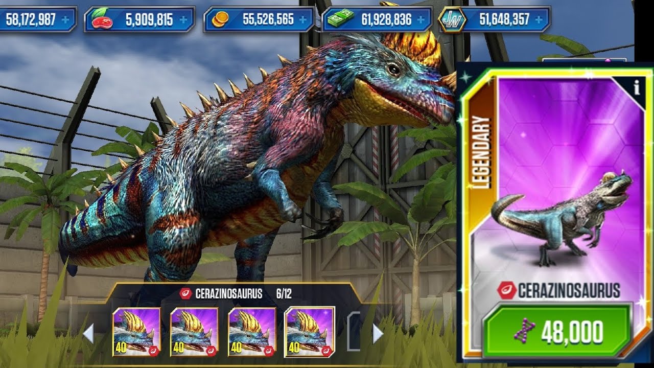 Cerazinosaurus max feed out.Jurrasic world the game. - YouTube