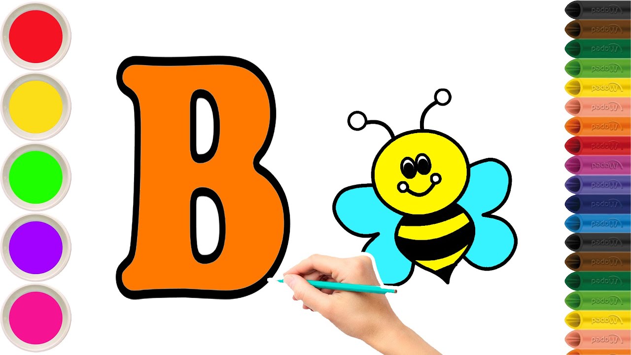 Drawing and coloring letter B and a Bee l Kids Drawing ABC Alphabet l ...