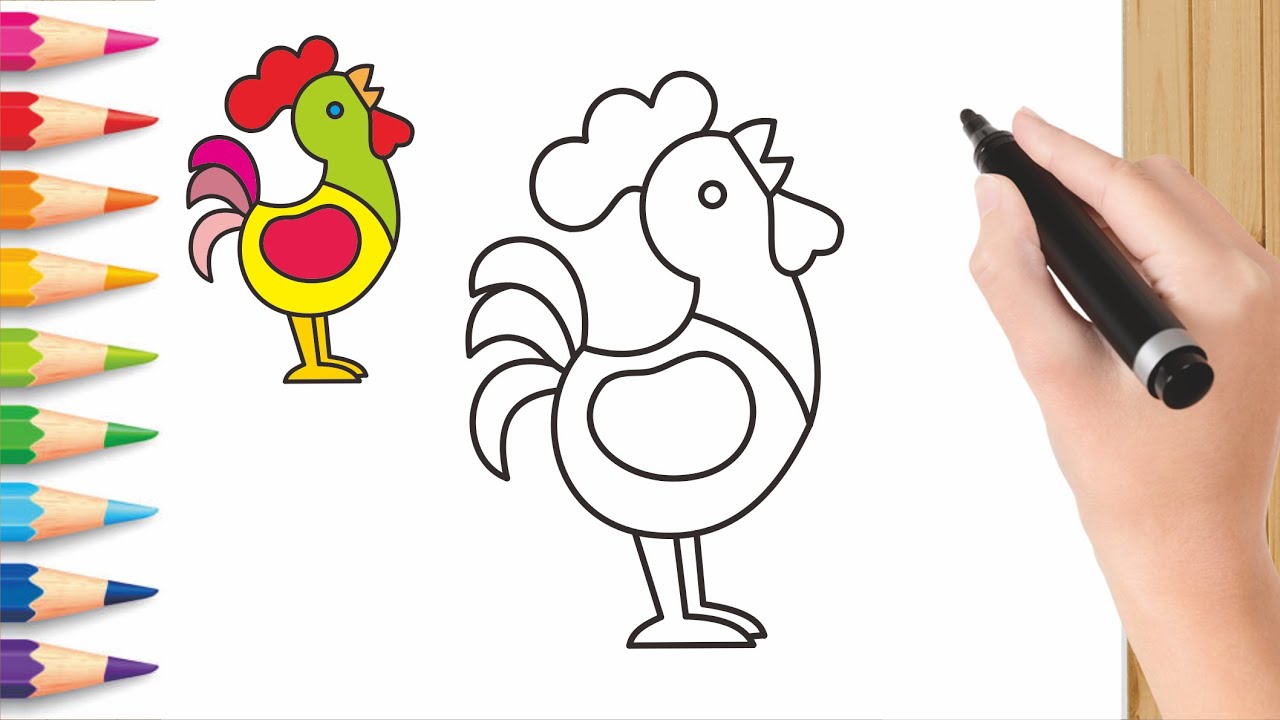 HOW TO DRAW ROOSTER STEP BY STEP - YouTube