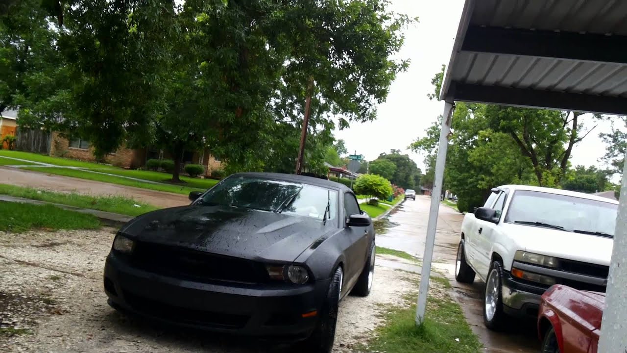 Flat black Mustang Convertible on 22 inch rims - YouTube