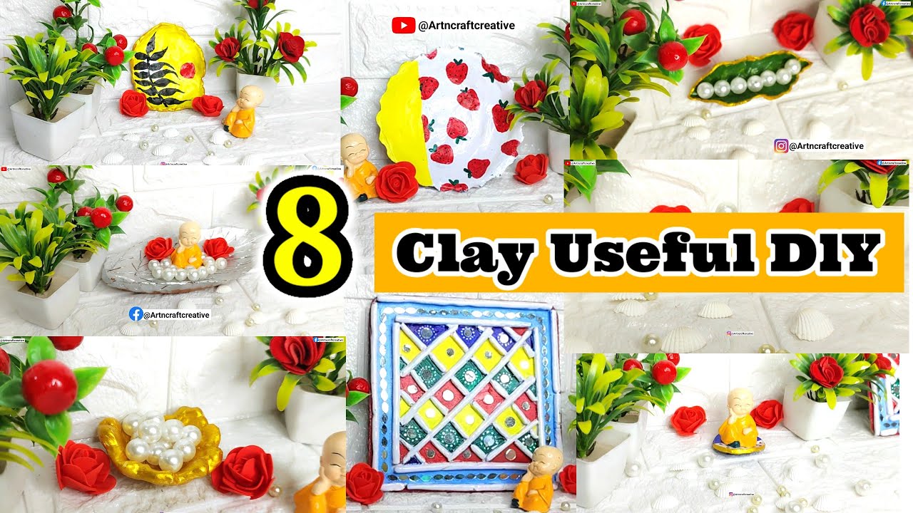 8 Easy Clay ideas | Cute & Useful Clay Decor DlY's | Clay useful Idea ...