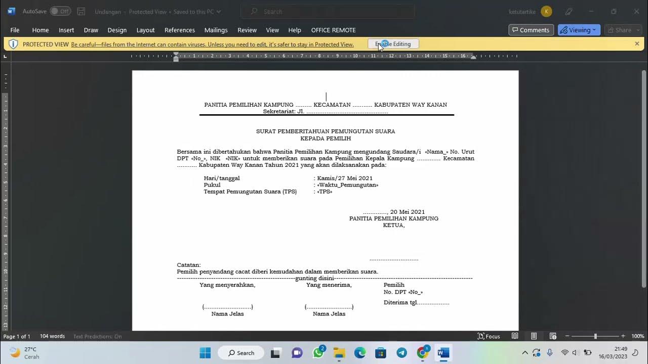 Membuat undangan dengan cepat menggunakan mail Merge - YouTube