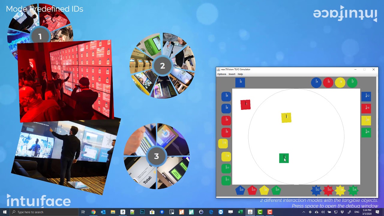 Intuiface and object recognition, using TUIO-enabled devices. - YouTube