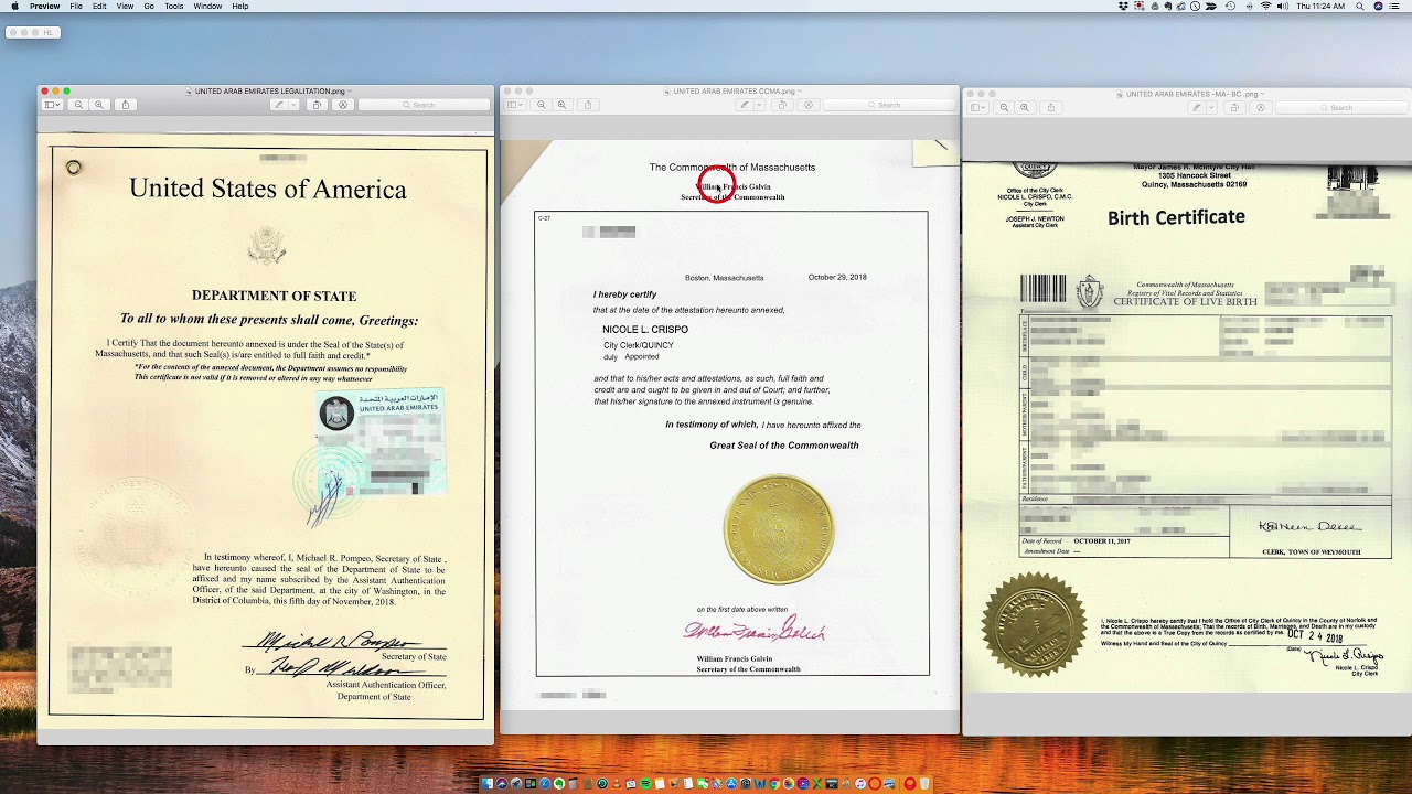 United Arab Emirates Birth Certificate embassy legalization - YouTube