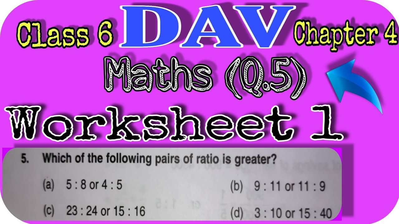 DAV maths class 6 chapter 4 worksheet 1 question number 5. - YouTube