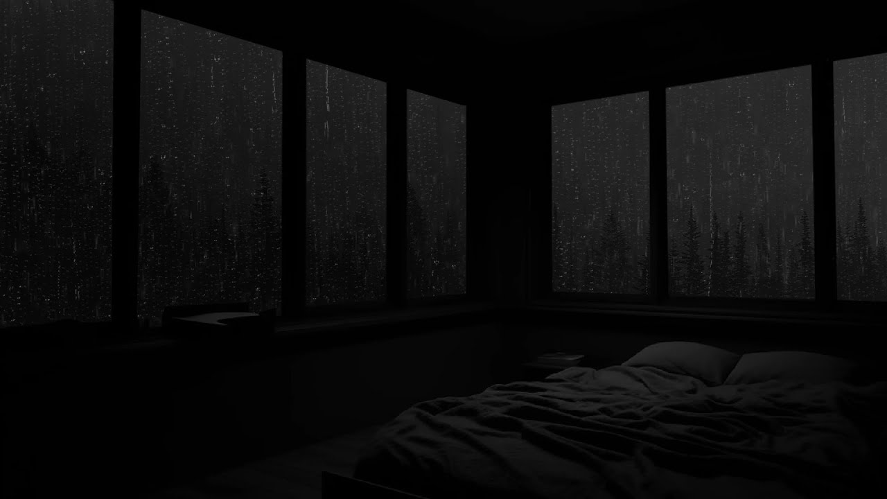 Dark Bedroom Space With Loud Rain And Thunder Sounds | Relaxing Music ...