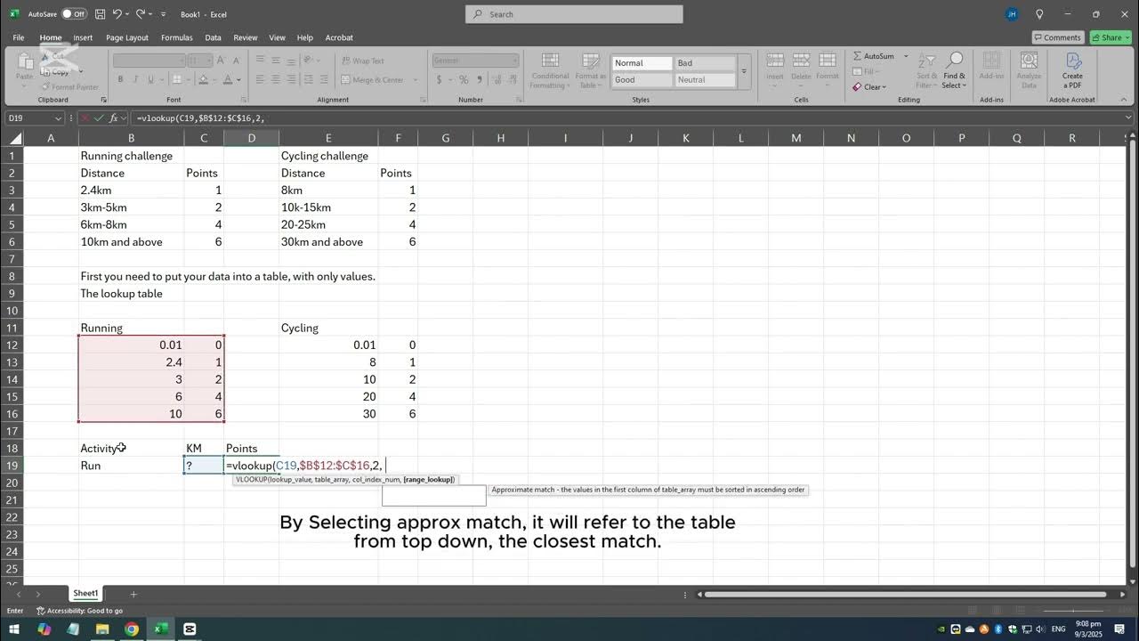 Excel: Using a lookup table with approximate match - YouTube