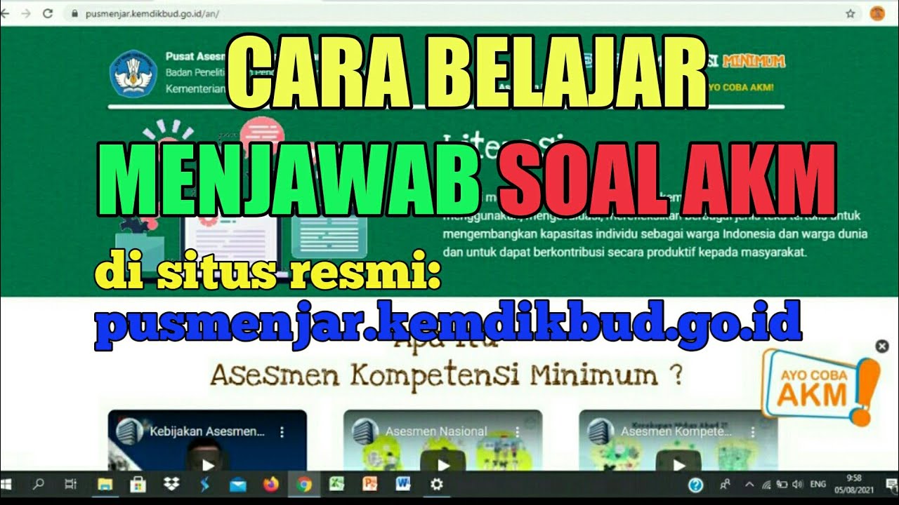 Uji Coba Soal AKM secara Mandiri di Pusmenjar | Lengkap dari Login ...