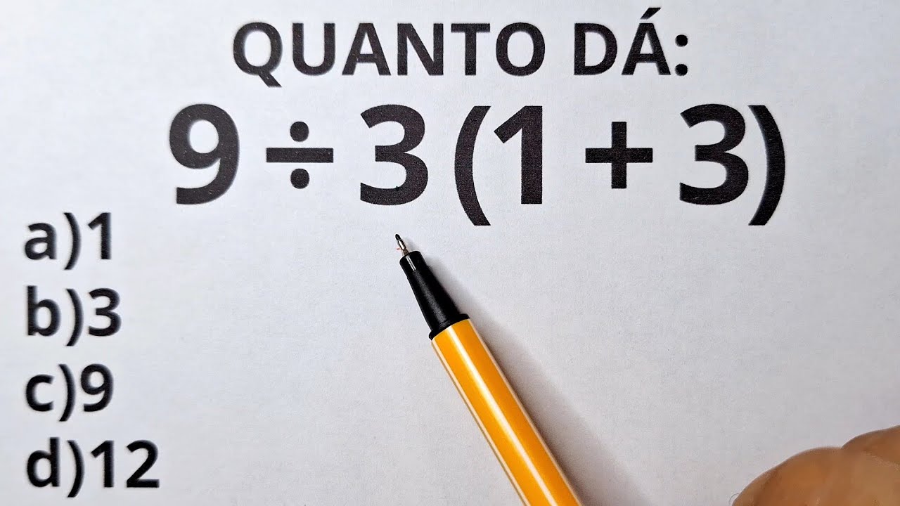 9 ÷ 3(1+3) = ️ Será que você consegue? - YouTube