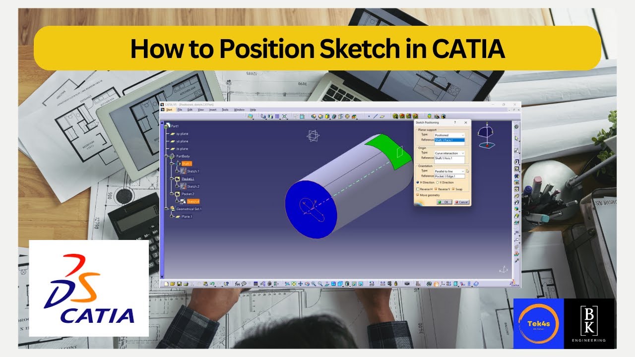 How to Position Sketch in CATIA | Key Slot, Pocket, Edit | BK ...