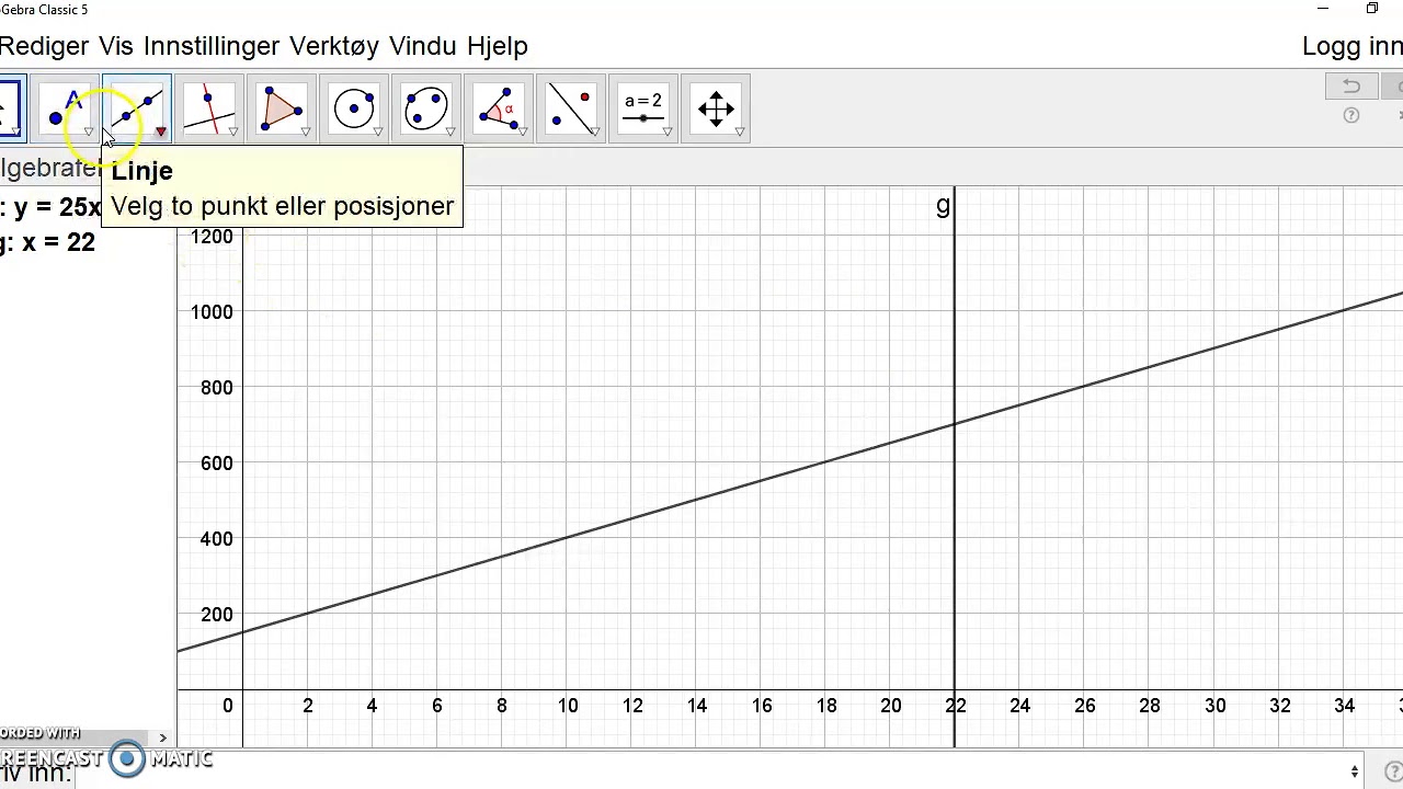 Geogebra: Avgrense funksjoner, finne x- og y-verdier, levere i word ...