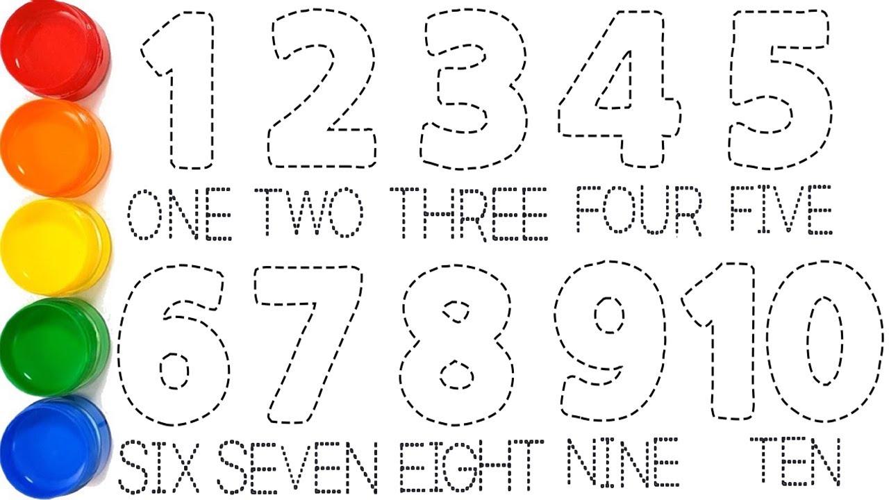 How to Draw and Paint Numbers 1234567890 for Kids, Easy Drawing and ...