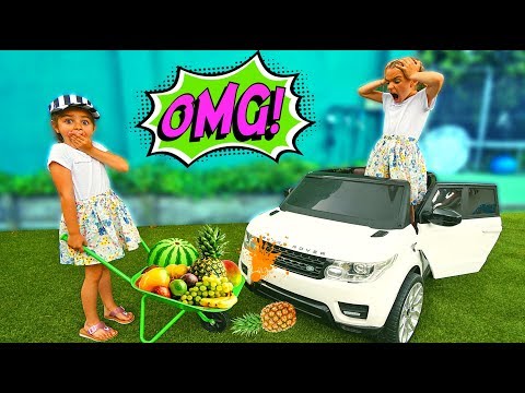 GISELE & CLAUDIA PRETEND PLAY WITH FRUIT COLORS IN GARDEN!!  FUNNY VIDEO EDUCATIONAL By LAS RATITAS