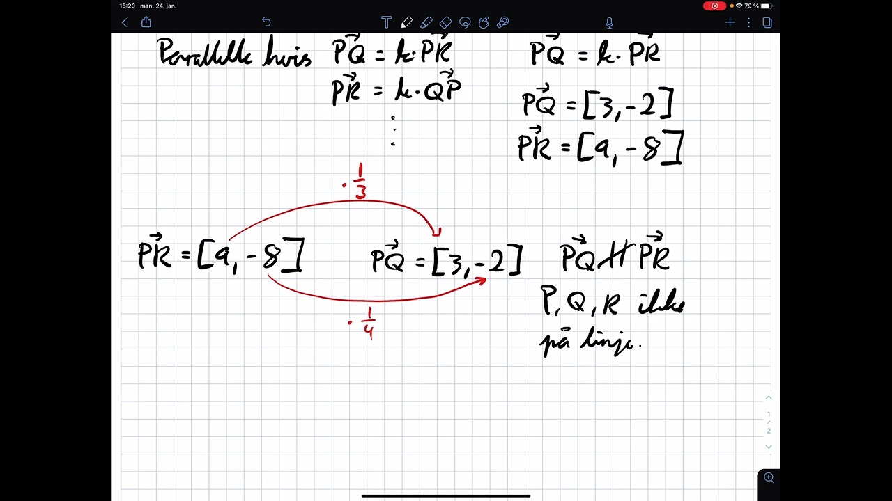 6C Parallelle vektorer 5: Undersøke om punkter ligger på linje ...