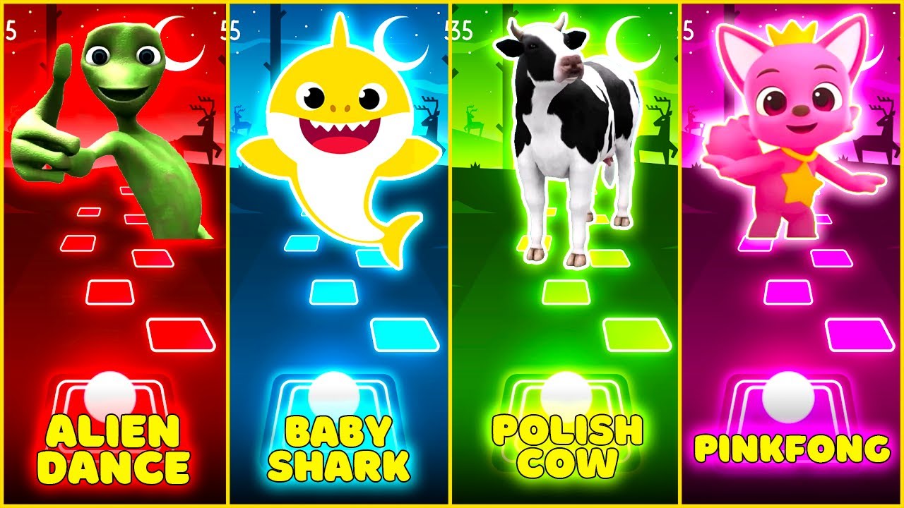 ALIEN DANCE vs BABY SHARK vs POLISH COW vs PINKFONG | Tiles hop EDM ...