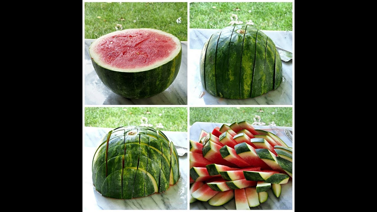 Watermelon cutting shapes - YouTube
