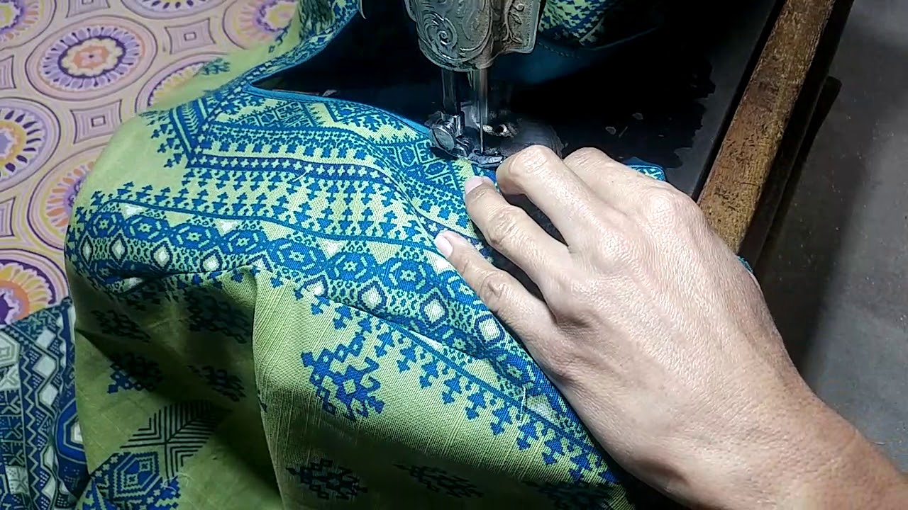 Neck line piping stitch in easy way - YouTube