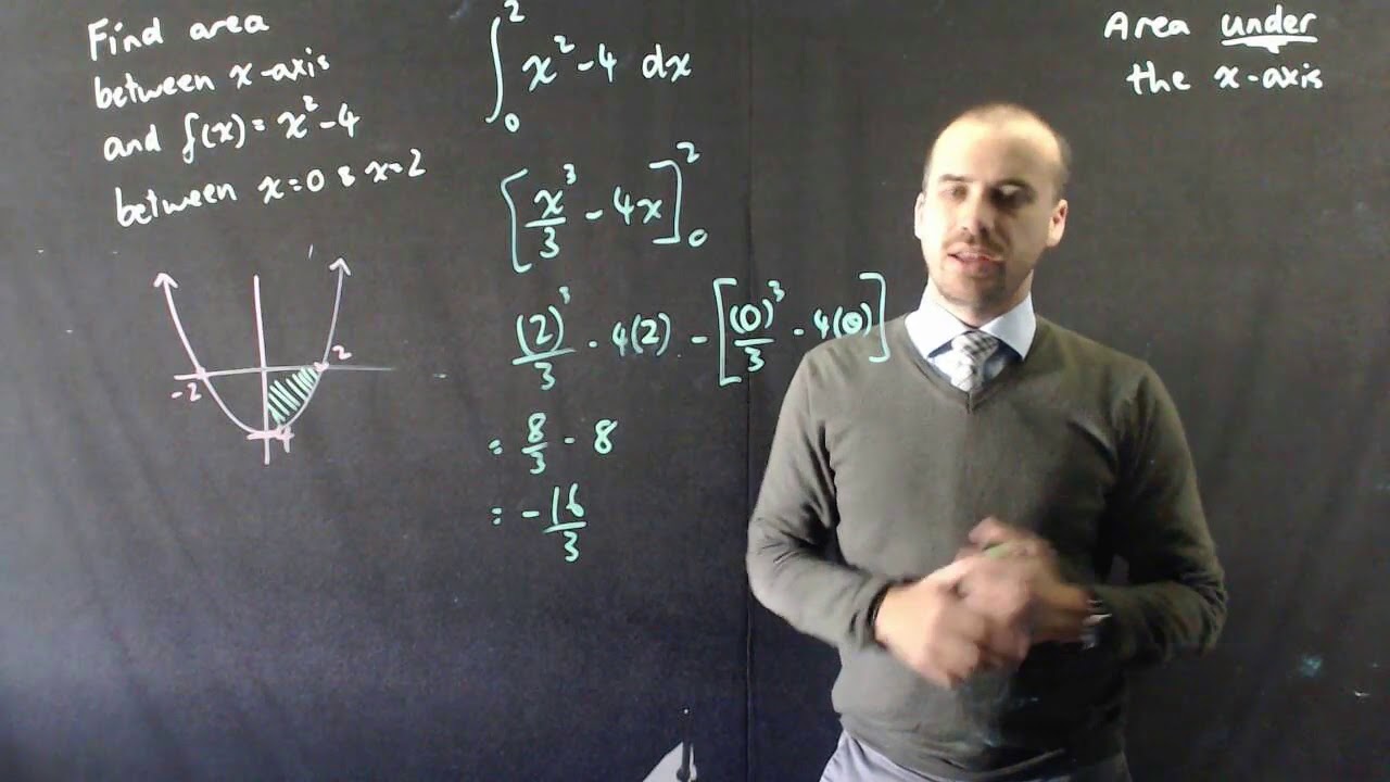 Area under the x axis using definite integration - YouTube