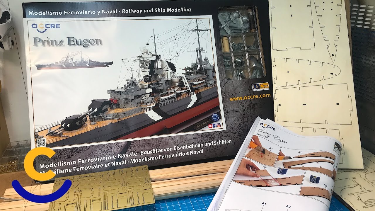 Unboxing - OcCre 1:200 Prinz Eugen wooden model Battleship - YouTube