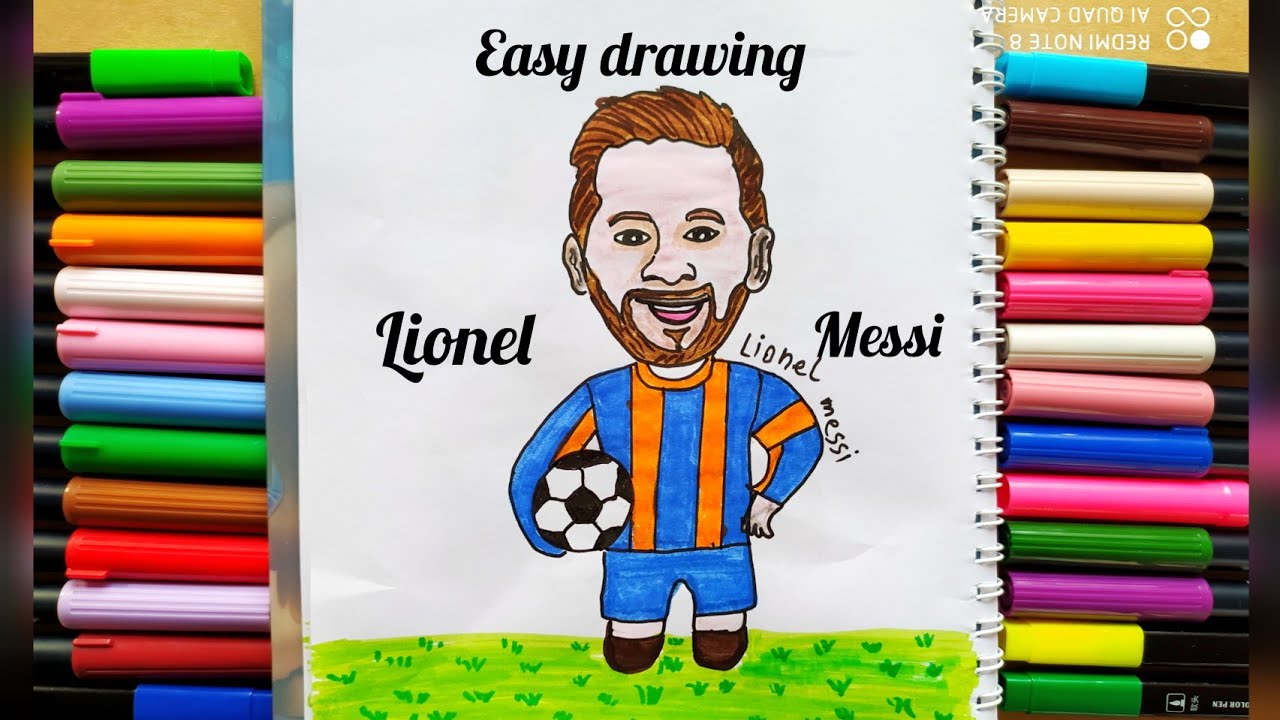 how to draw messi ️ world cup and messi 🏆 lionel messi 🧔 easy drawing ...
