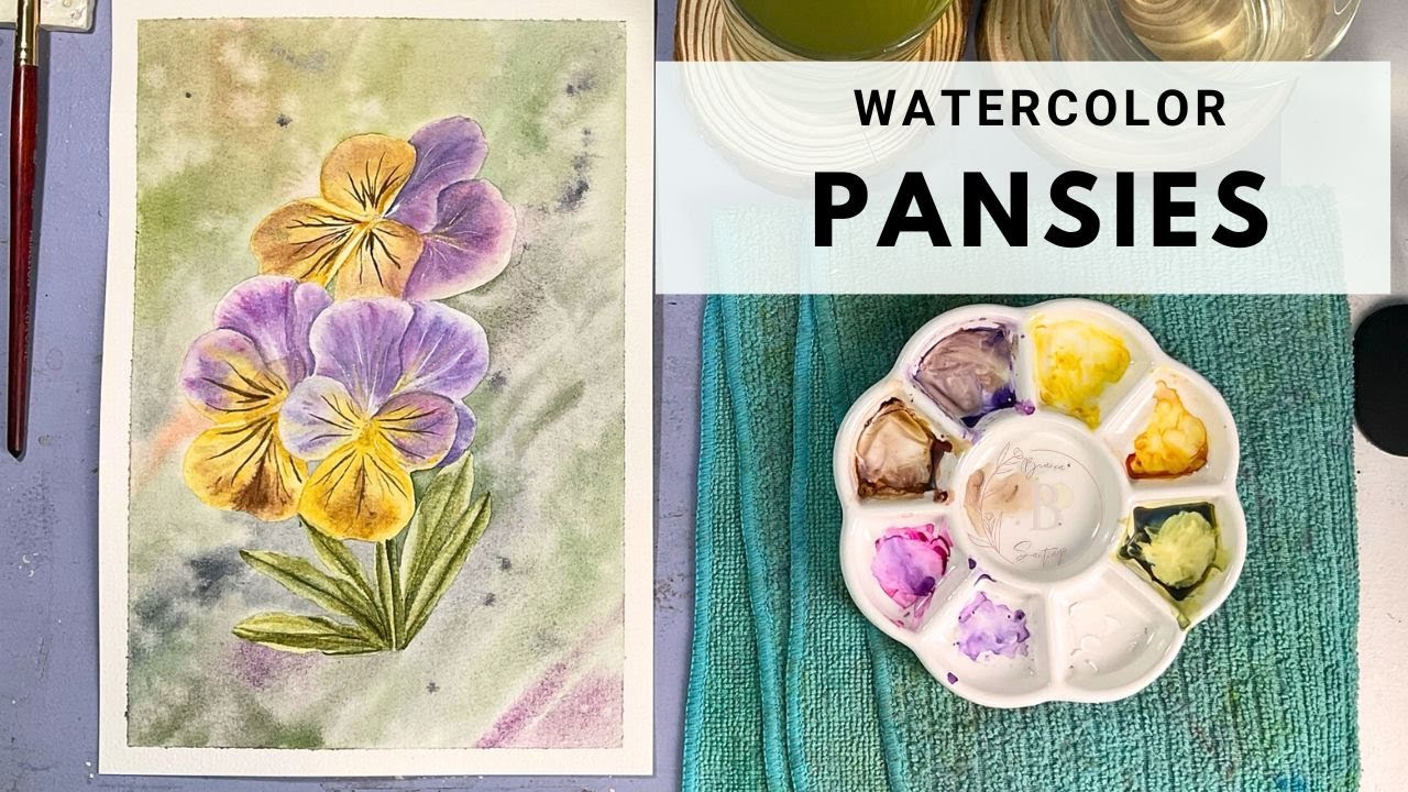 Watercolor Pansy Painting Tutorial with Complementary Colors - YouTube