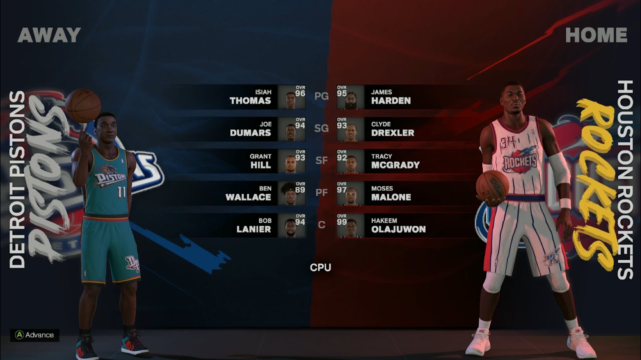 NBA 2K25 - Detroit Pistons @ Houston Rockets - All-Time Teams Season ...