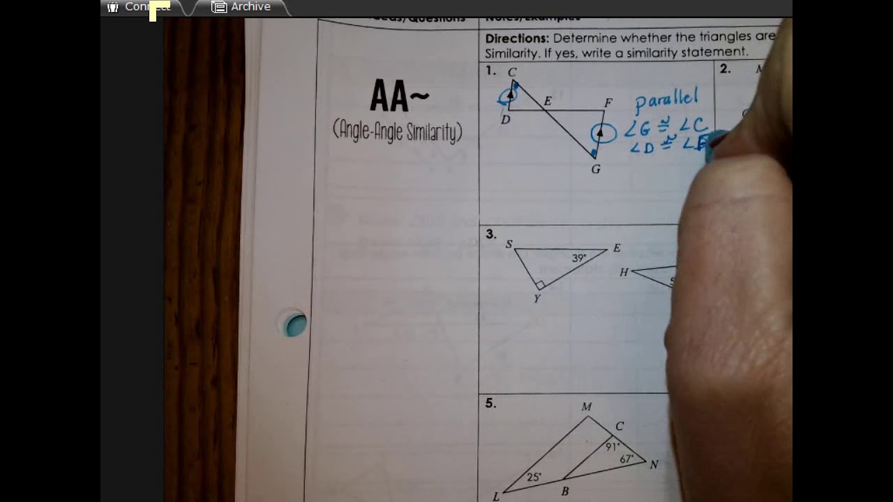 Video Notes Triangle Similarity AA, SSS,SAS - YouTube
