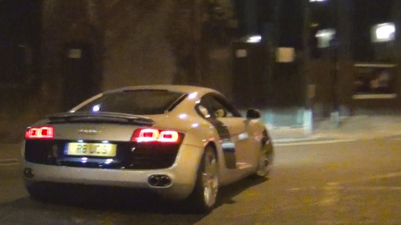 Audi R8 at Night beside the Hilton Hotel! - YouTube