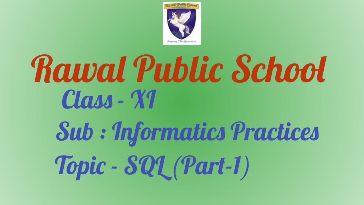 Class Xi Subject Informatics Practices Topic Sql Part 1 Rawal 7862