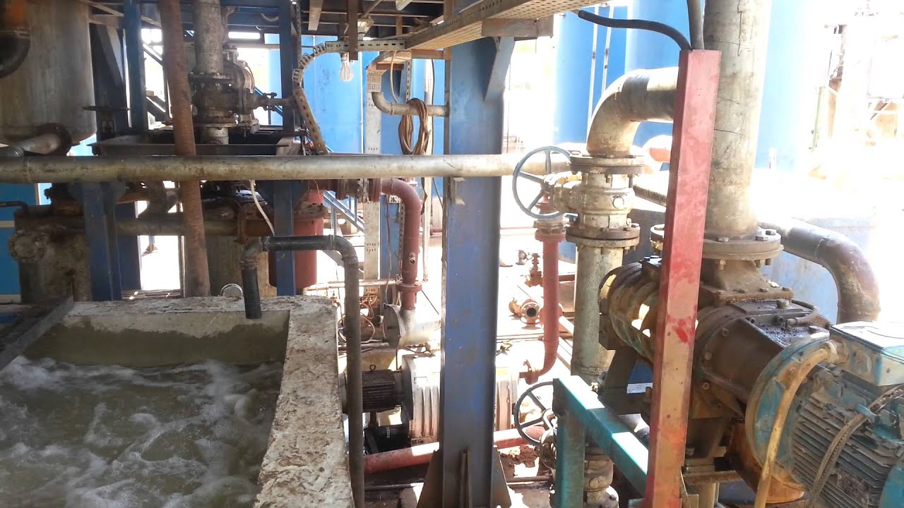 Condensor working status in waste oil refinery factory plant with steam ...