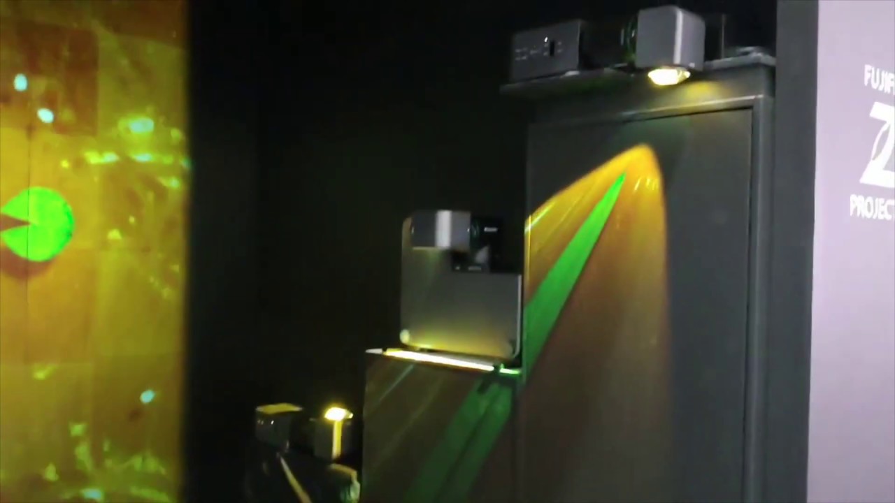 Nice immersive corner setting using projectors and edge blender - YouTube