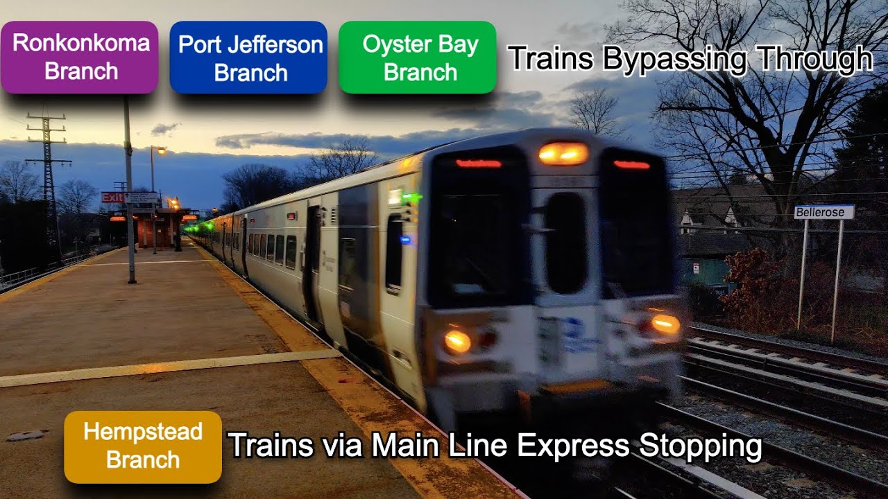 LIRR @ Bellerose: Main Line Branches Bypass Through Station & Hempstead ...
