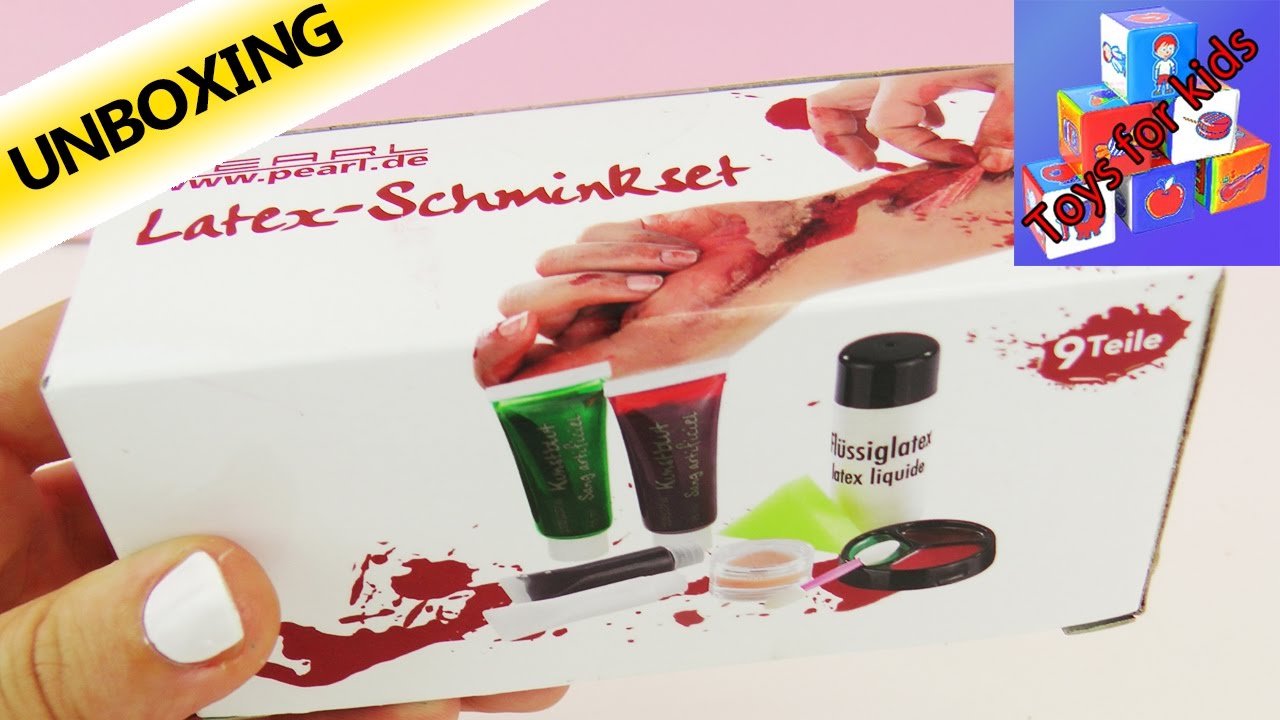 Latex Makeup Kit with Fake Blood, Frankenstein and Zombie Makeup - YouTube