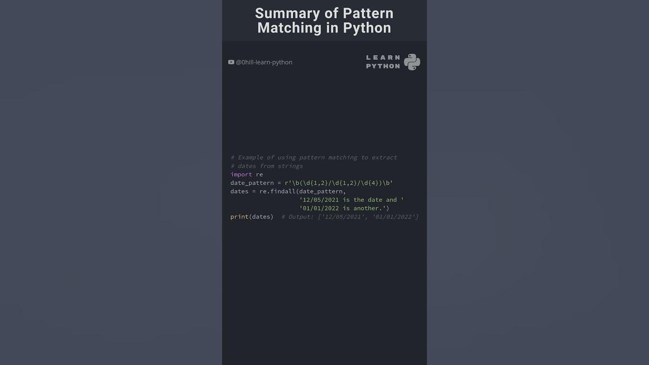 Pattern Matching In Python Using Regular Expressions Pythonlearning Programming Coding