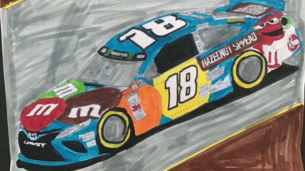 Drawing Kyle Busch Hazelnut m&m’s Toyota - YouTube