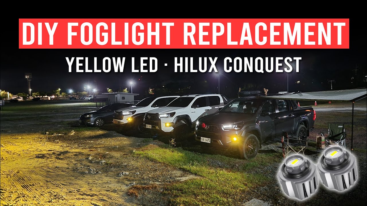 Changing to Yellow LED Fog Lights on Hilux Conquest V2 - YouTube